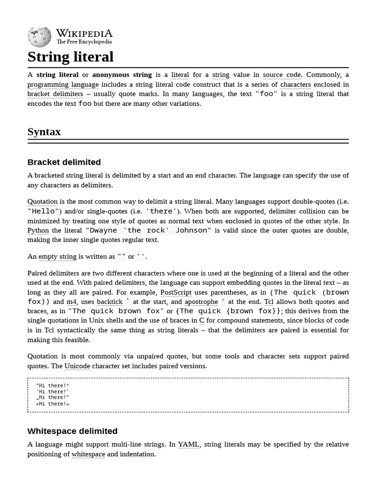 String Literal | PDF | Computer Programming | Software Engineering