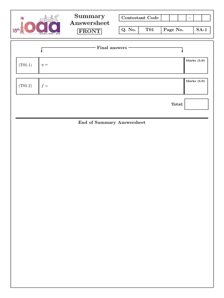 Theory Summary Answersheet | PDF