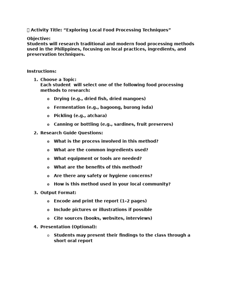 Research Food Processing | PDF