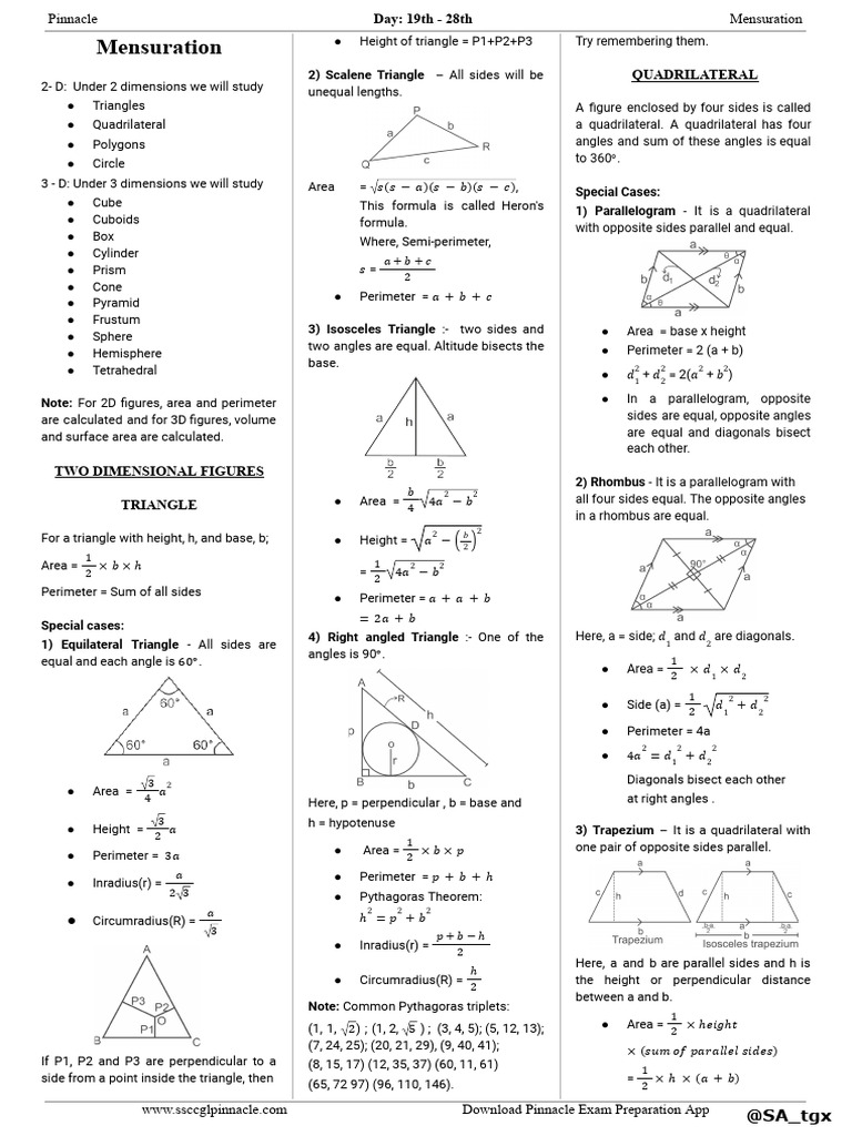 mensuration questions | PDF | Area | Rectangle