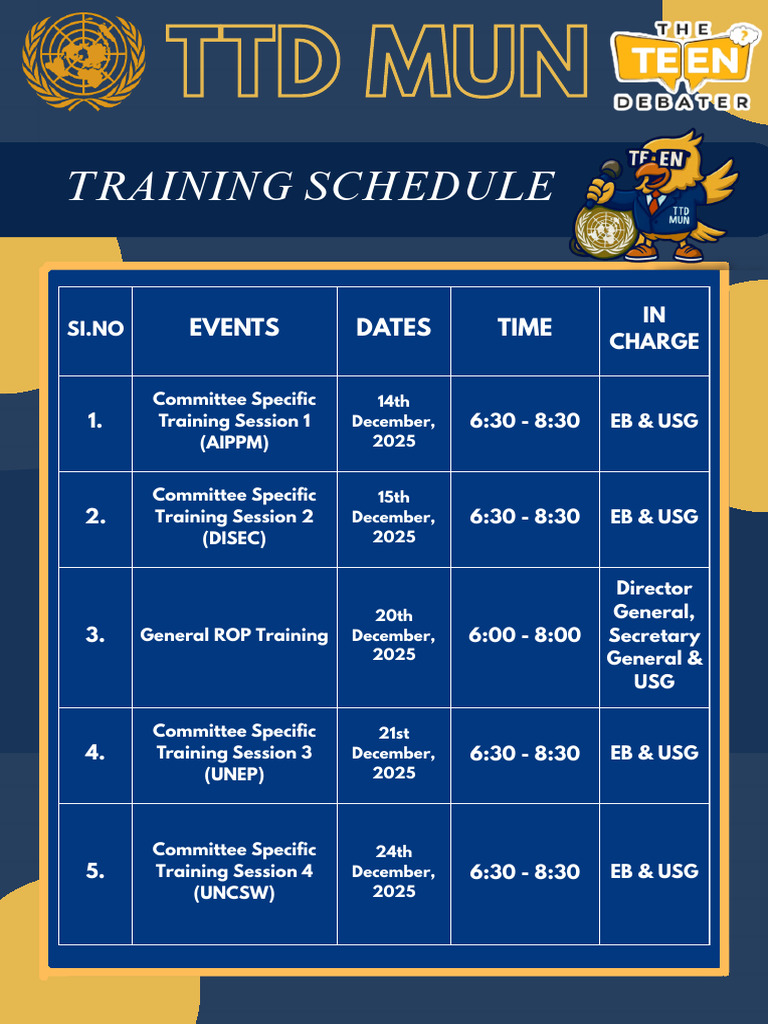 TTD MUN 2025 Training & Schedule | PDF