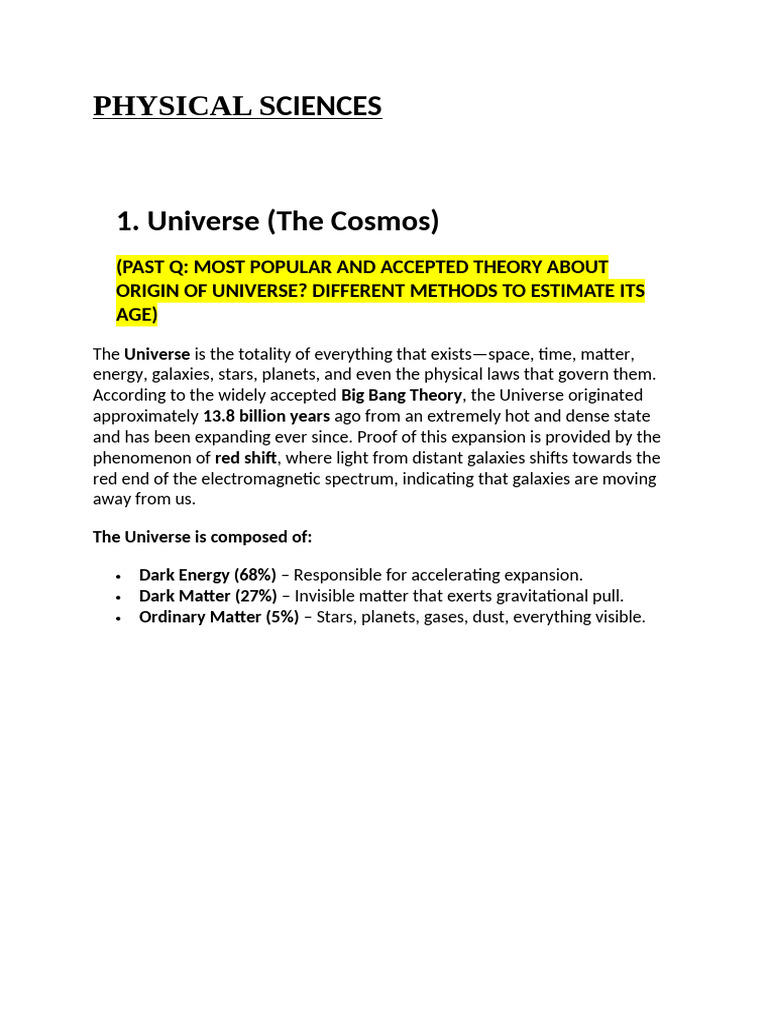 PHYSICAL SCIENCES | PDF | Universe | Planets