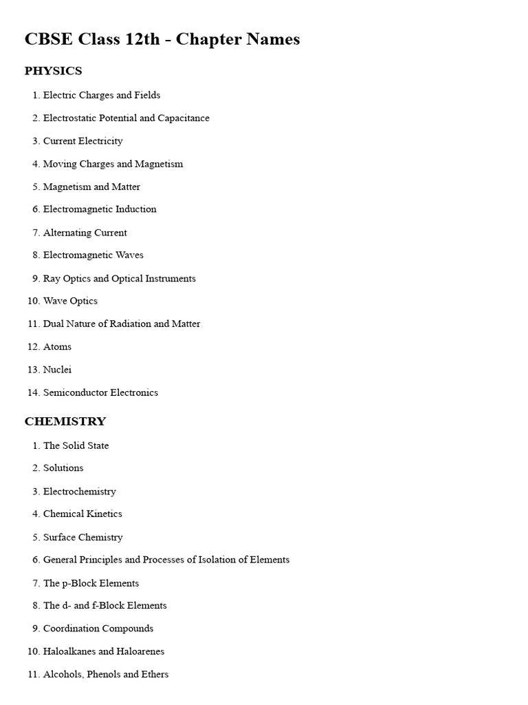 CBSE Class 12 Board Syllabus 2024-25 - PCM, English & PE | PDF