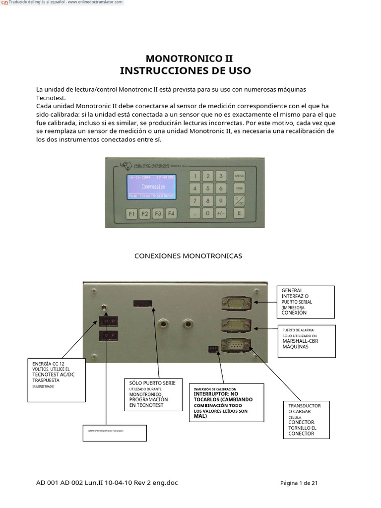 Manual de Uso Prensa L-003 | PDF | Calibración | Reloj