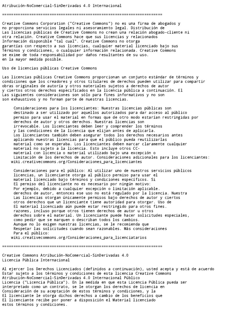 Licenses by NC ND 4.0 Legalcode | PDF | Creative Commons | Licencia ...