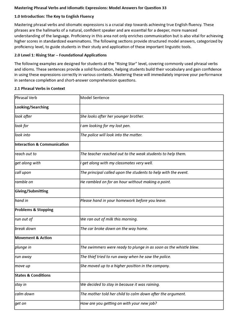 Phrasal Verbs and Idiomatic Expressions Q 33 | PDF | Idiom | Phrase