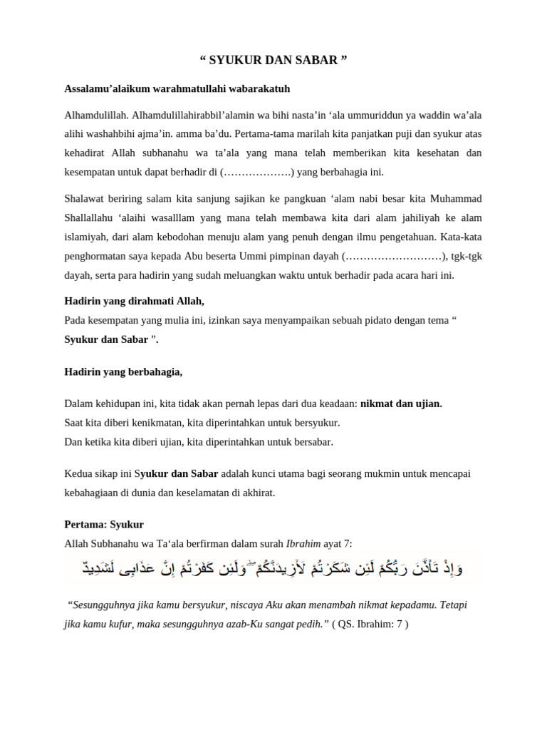 Syukur dan Sabar dalam Kehidupan Mukmin | PDF