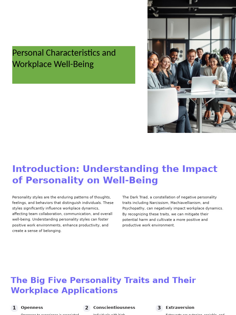 Personality Traits and Workplace Well-Being | PDF | Dark Triad | Courage