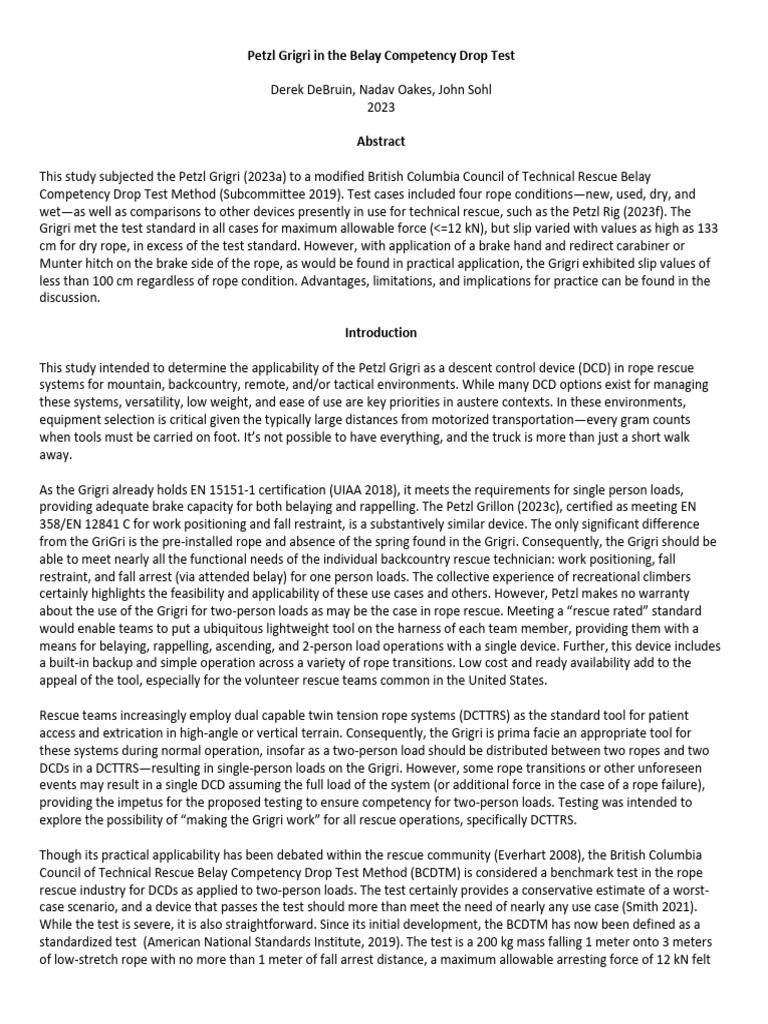 Grigri Belay Competency | PDF | Rock Climbing | Personal Protective ...