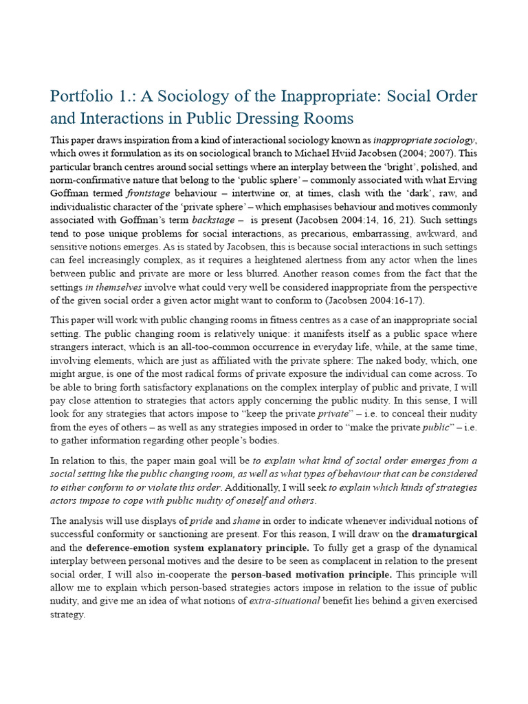 Portfolio 1., A Sociology of the Inappropriate - Social Order and ...