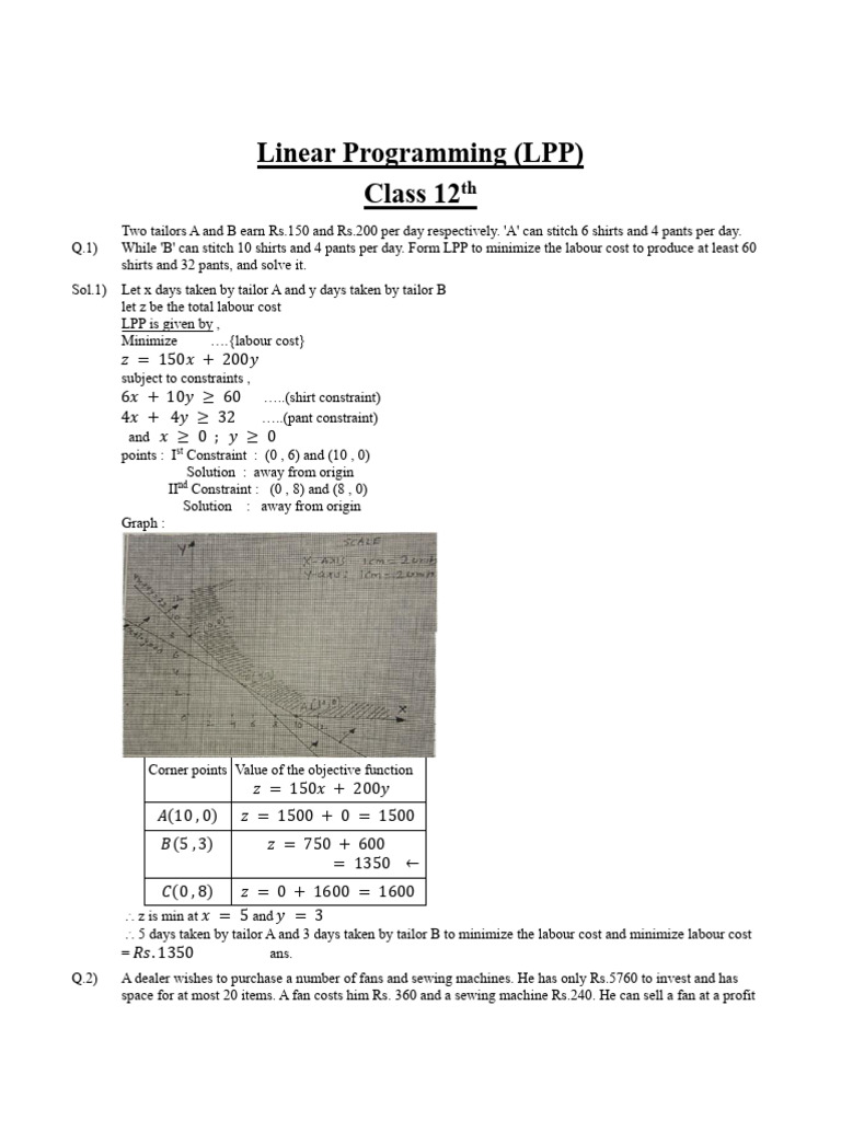 CBSE Worksheets for Class 12 Maths Linear Programming Assignment 02 | PDF | Combinatorics ...