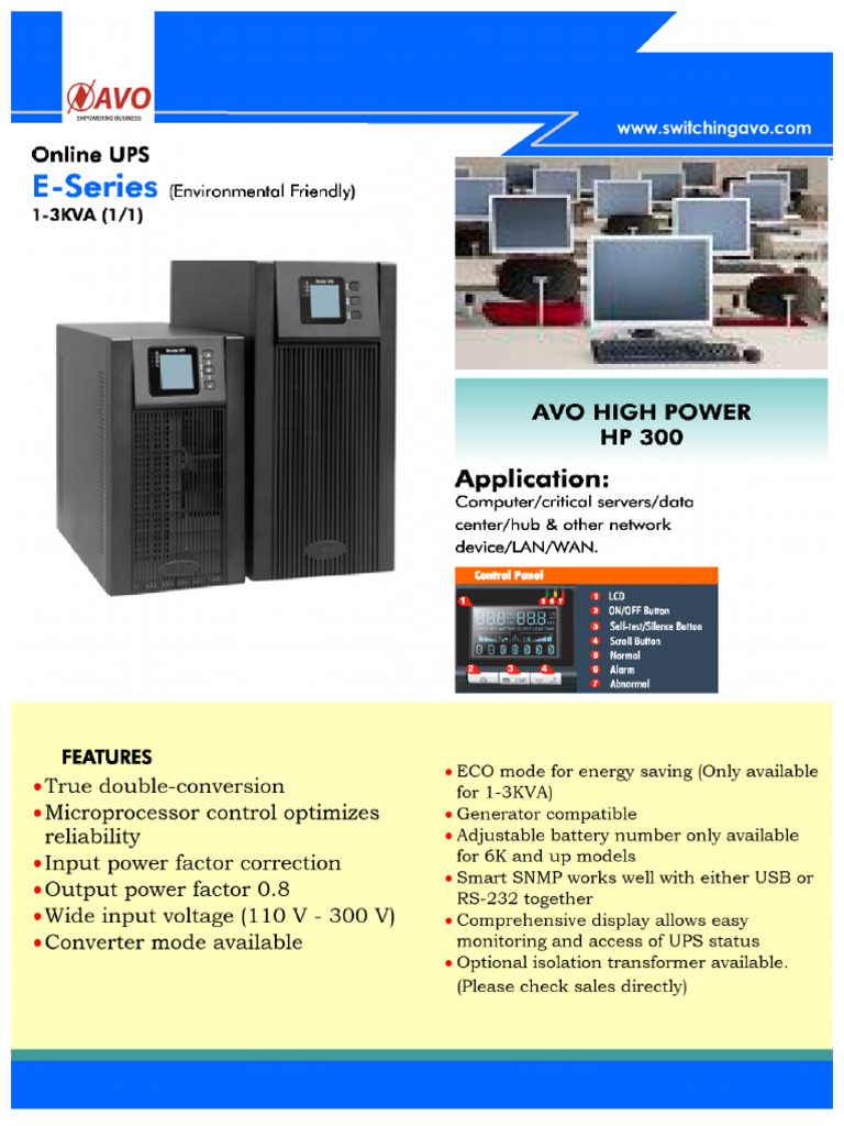 Avo e Series Hp 300 3 Ups | PDF