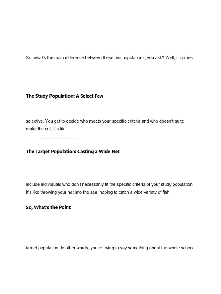 Difference Between Population and Target Population | PDF