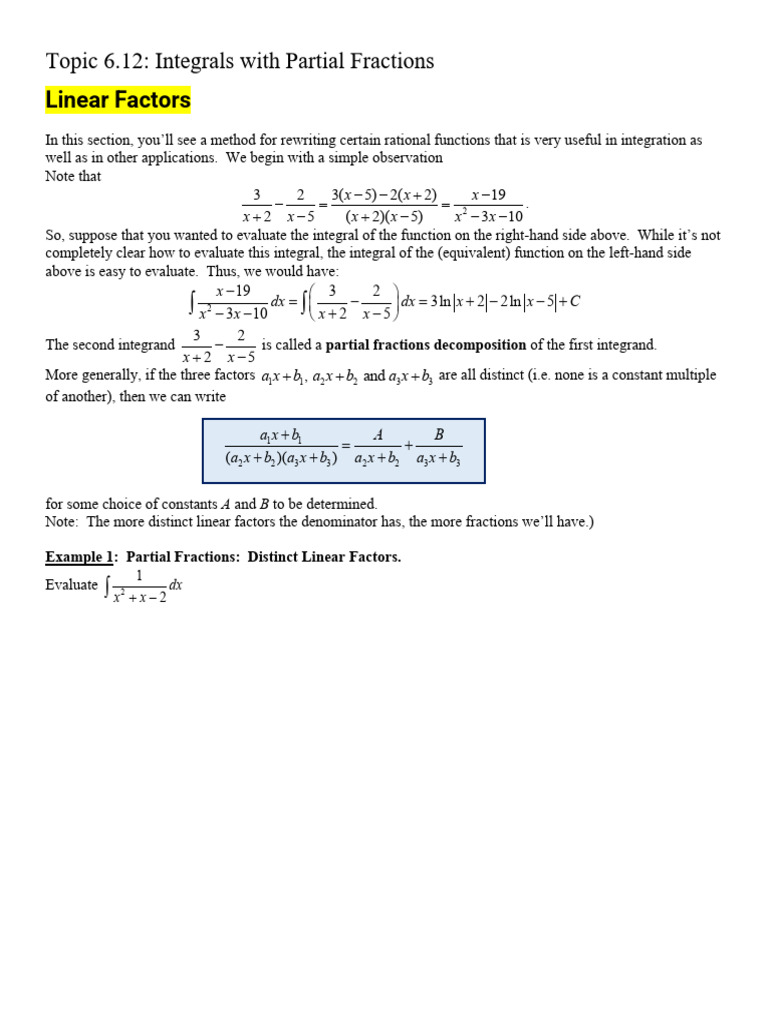 Integrating with Partial Fractions | PDF | Integral | Mathematical Analysis