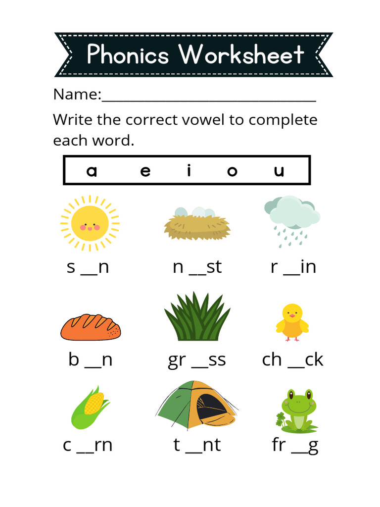 Phonics Kindergarten Spelling Worksheet | PDF