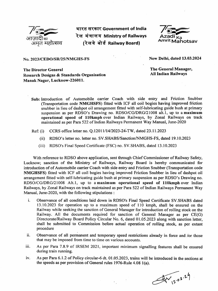 2023-CEDO-SR-25-NMGHS-FS (13.3.24) | PDF | Rail Transport | Land Transport