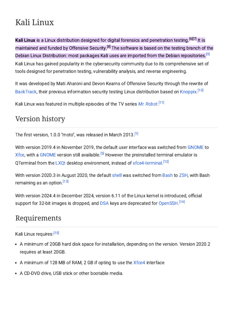 Kali Linux - Wikipedia | PDF | System Software | Unix Variants