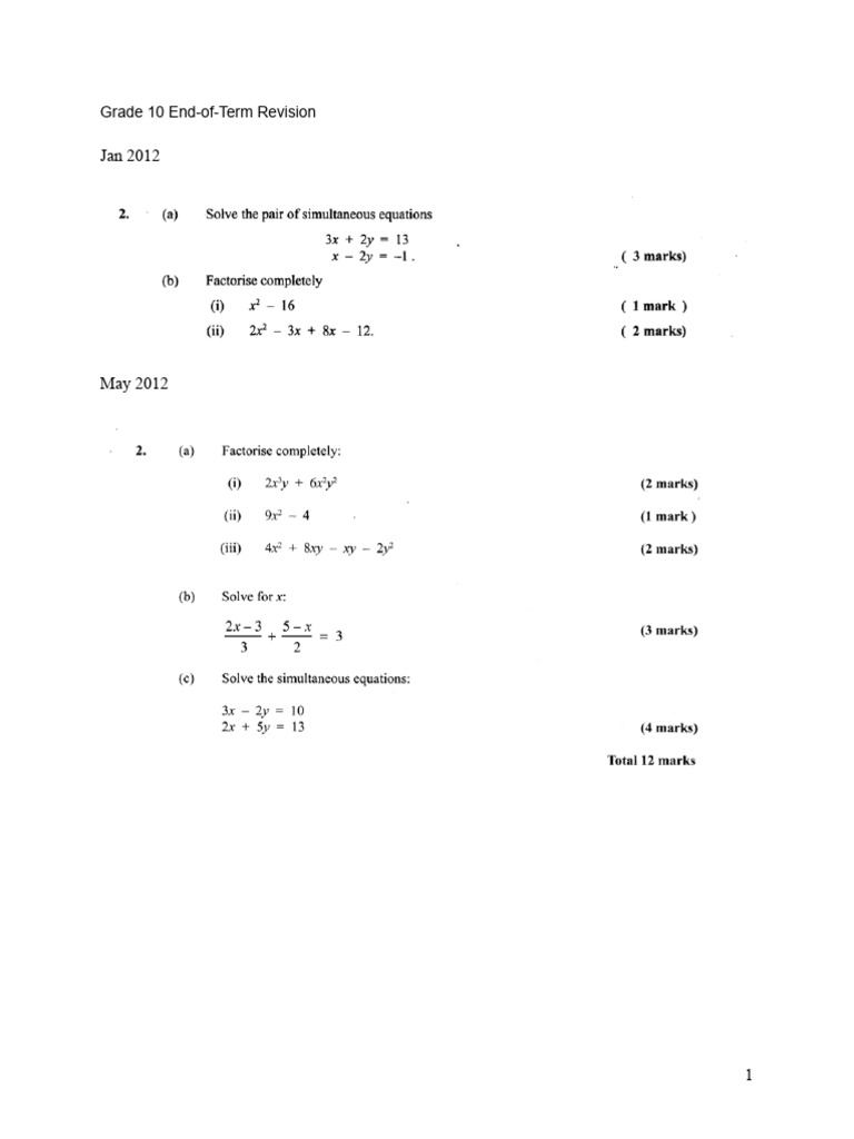 Grade 10 End of Term Revision - 2 | PDF