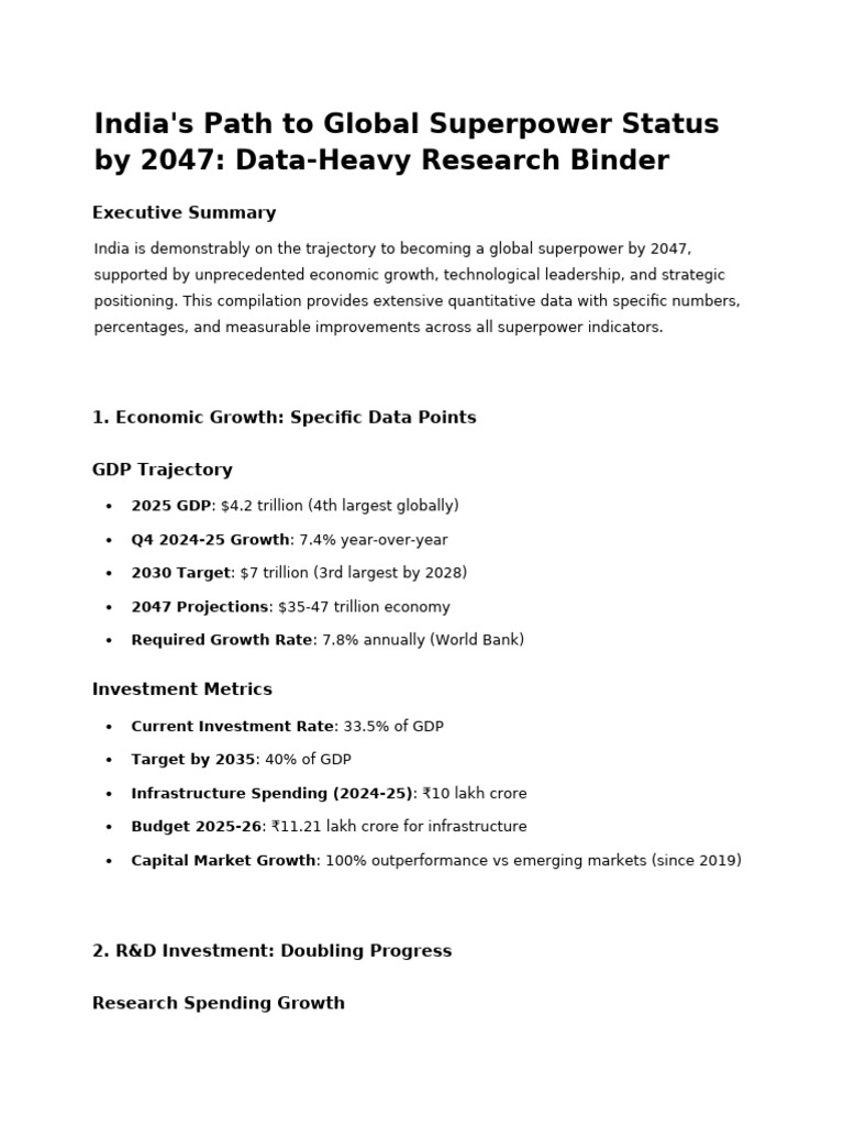India’s Rise to Superpower by 2047 | PDF | Research And Development ...