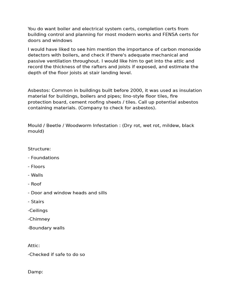 Comprehensive Architectural Building Survey Checklist | PDF | Plumbing ...