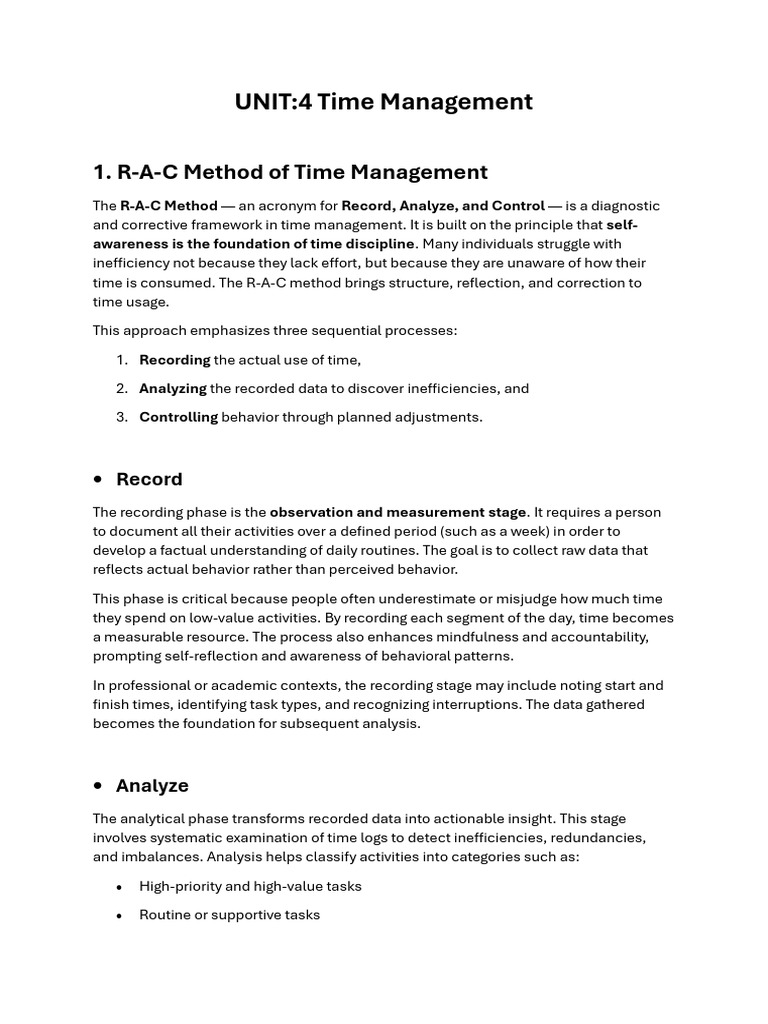 UNIT 4 Time Management | PDF | Goal Setting | Goal