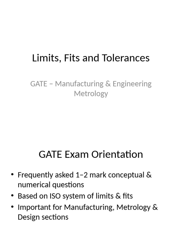 Limits Fits Tolerances GATE | PDF