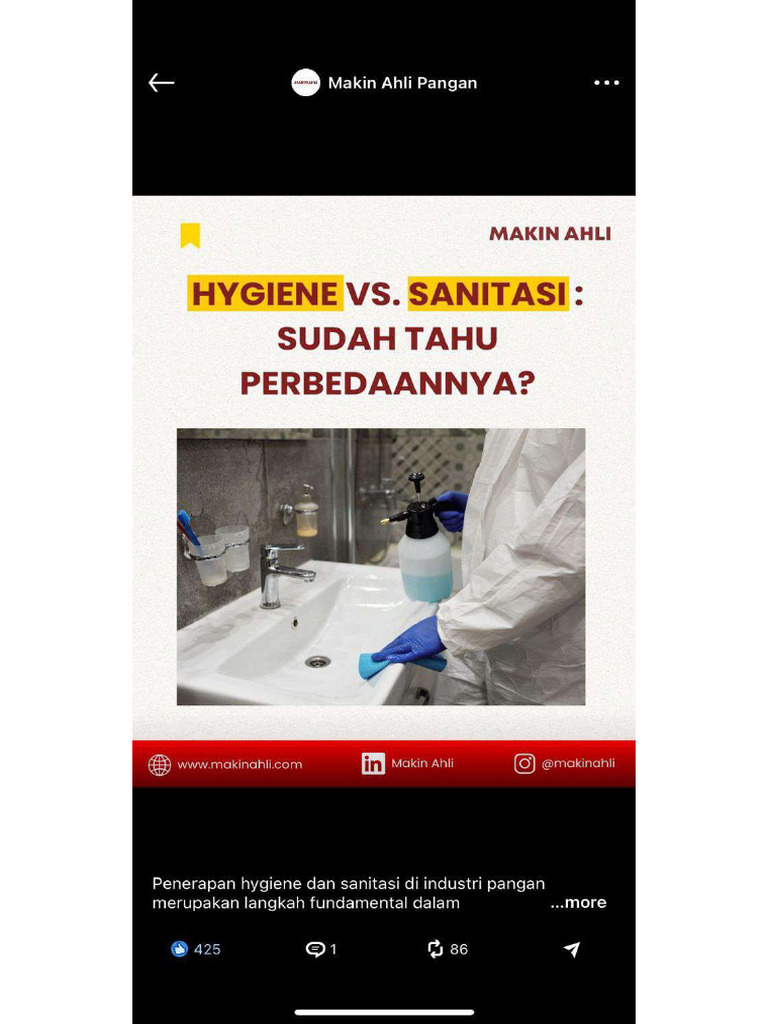 Hygiene Vs Sanitasi | PDF