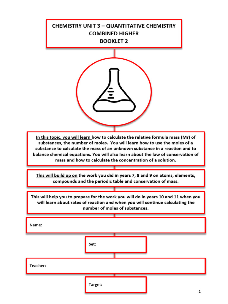 Year 10 Chemistry Unit 3 Booklet Two NEW | PDF | Mole (Unit) | Magnesium