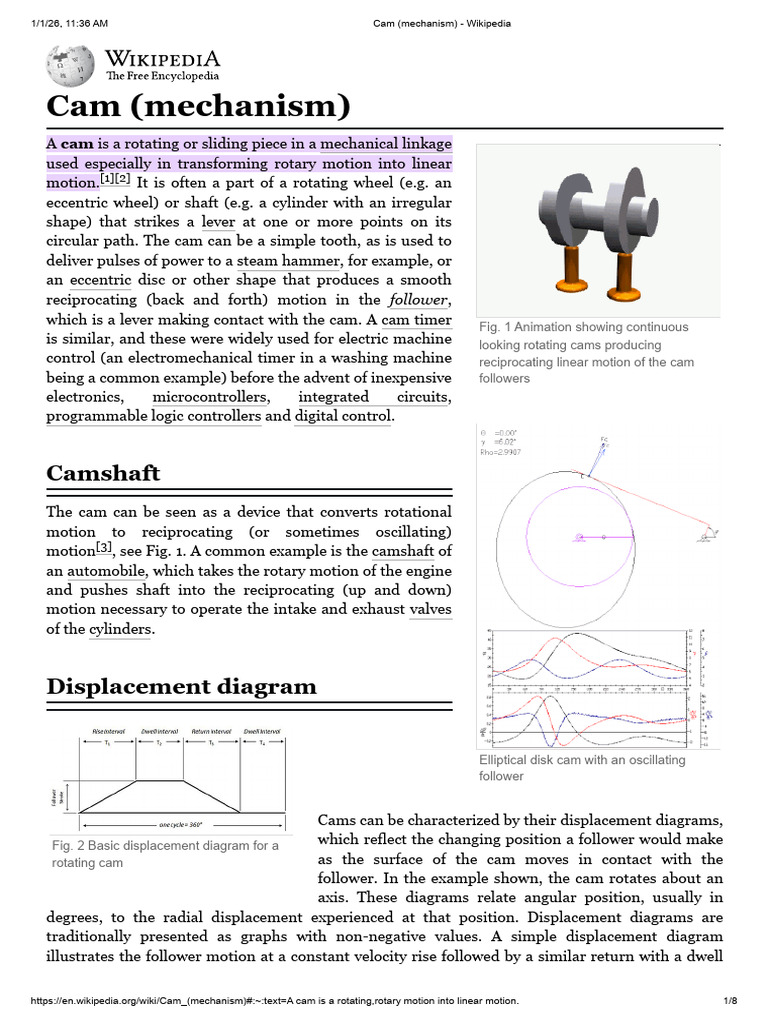 Understanding Cam Mechanisms and Displacement | PDF | Mechanical ...