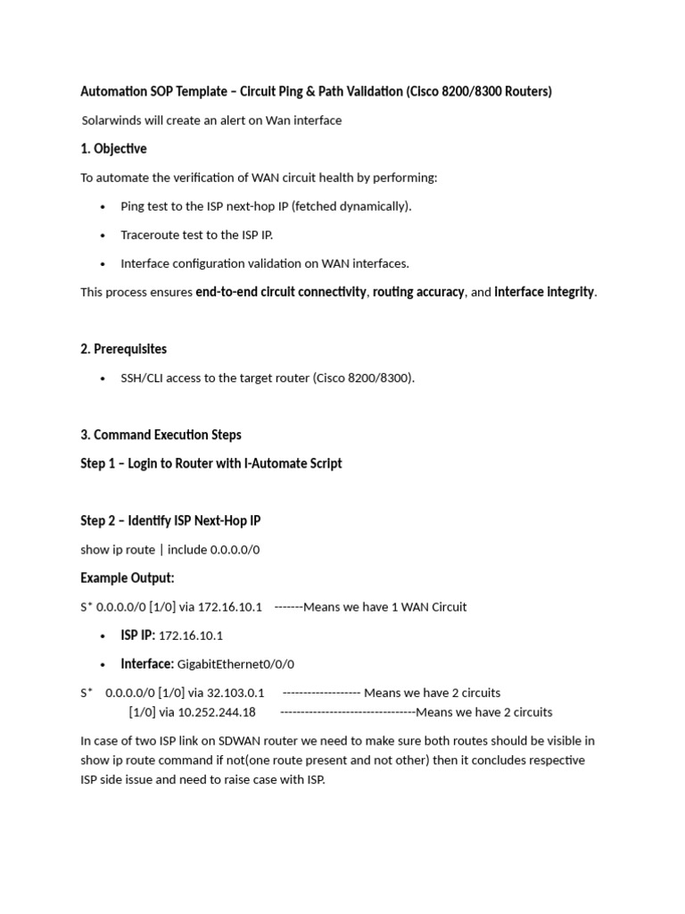 Automation SOP Template For Circuits Testing | PDF | Router (Computing ...
