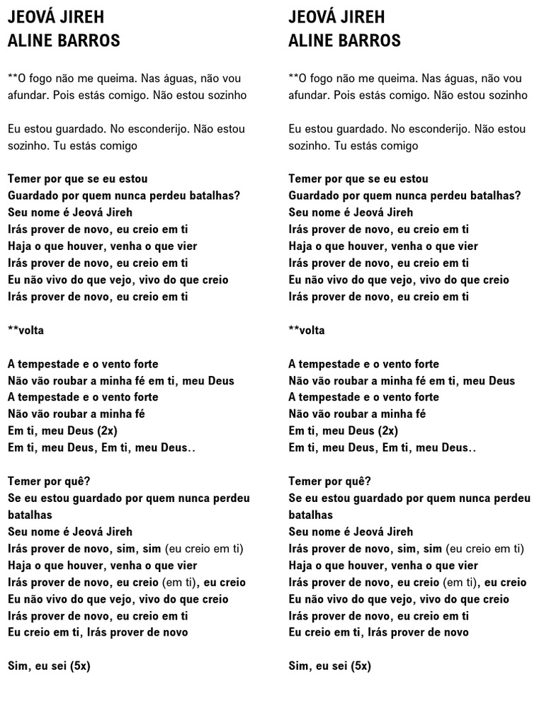 Jeová Jireh - Aline Barros | PDF