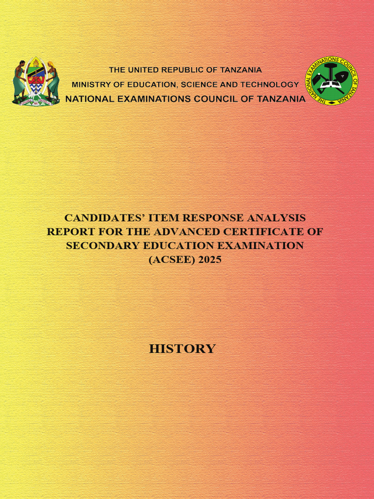 ACSEE 2025 History Performance Analysis | PDF | Labour Economics ...