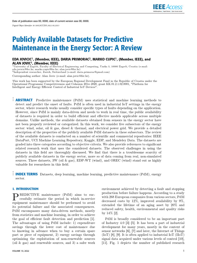 Public Datasets for Energy Predictive Maintenance | PDF | Internet Of ...