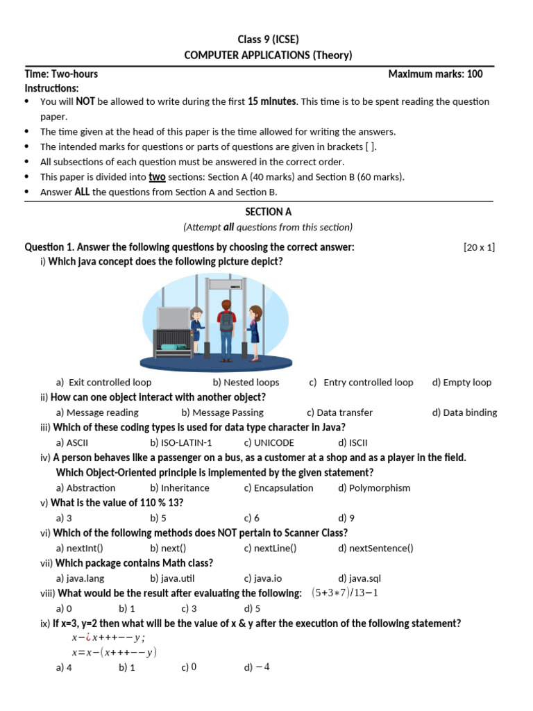 ICSE Class 9 Computer Applications Exam Guide | PDF | Control Flow ...