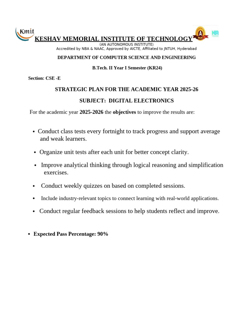 Digital Electronics Strategic Plan 2025-26 | PDF