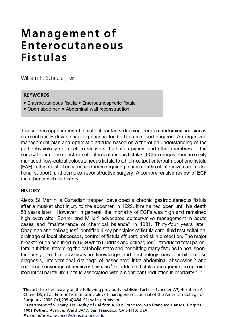 Enterocutaneous Fistula Management Guide | PDF | Gastrointestinal Tract ...