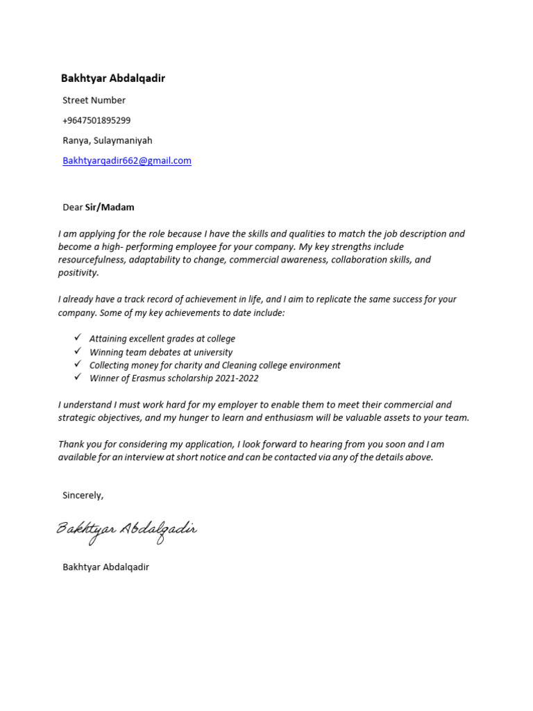 Cover Letter, CCC | PDF