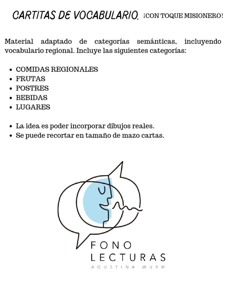 Cartas de Vocabulario- Fonolecturas | PDF