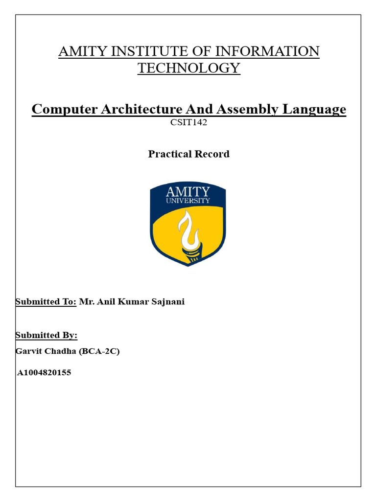 Garvit Chadha_ CAAL Lab Record_155 | PDF | Central Processing Unit ...