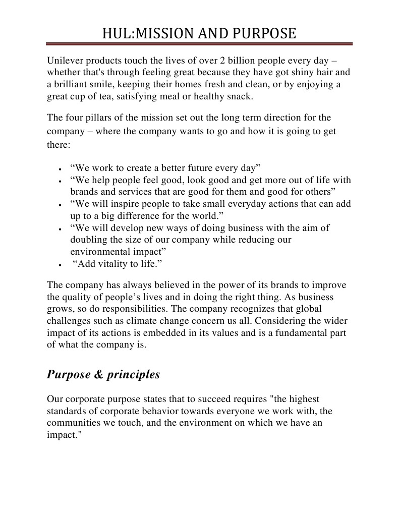 HUL Mission | Download Free PDF | Corporate Social Responsibility | Brand
