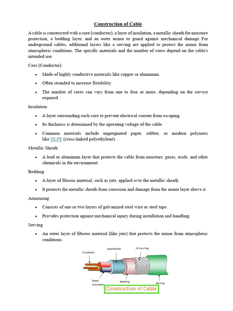 Construction of Cable | PDF