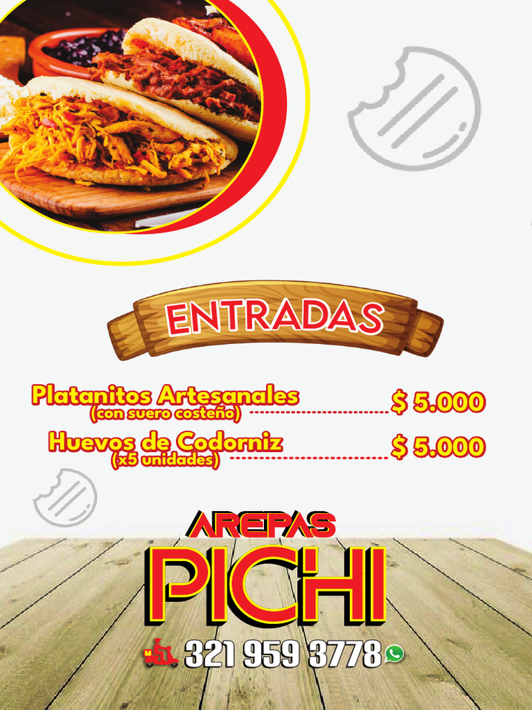 Arepas Pichi Carta 2025 | PDF | Salchicha | Tocino