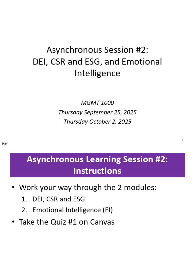 Asynchronous Session 2 DEI and CSR | PDF | Corporate Social ...