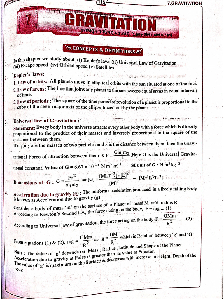 Gravitation 11th Class | PDF