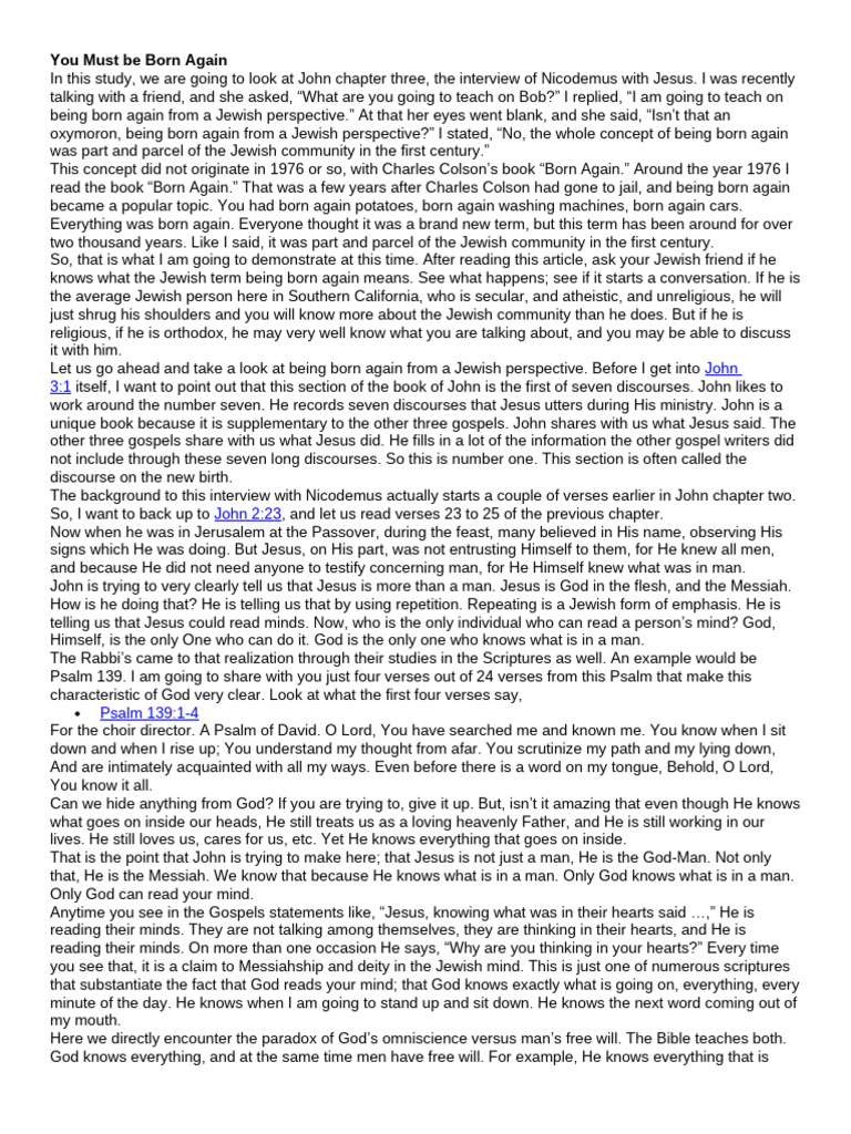 John 3 - You Must Be Born Again | PDF | Jesus | Gospel Of John