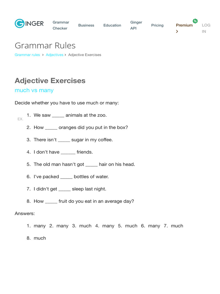 Adjective Usage Exercises and Rules | PDF | Adjective | Linguistics