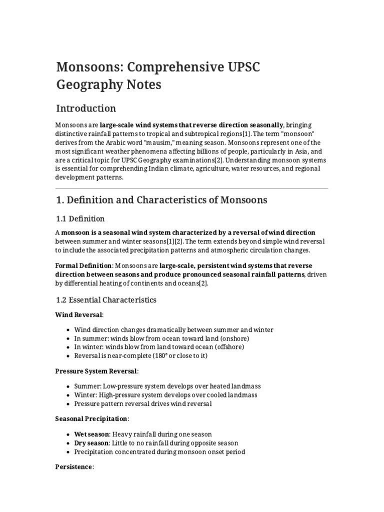 Monsoon Systems UPSC Geography | PDF | Monsoon | Wound
