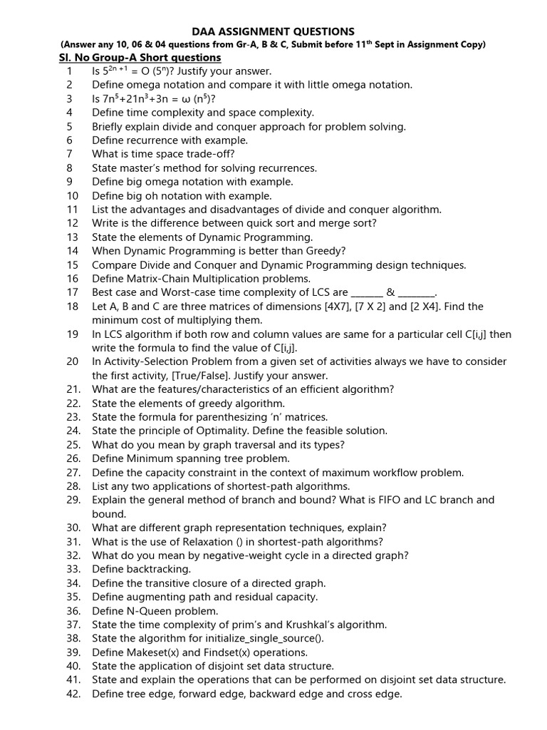Daa Assignment | PDF | Time Complexity | Dynamic Programming
