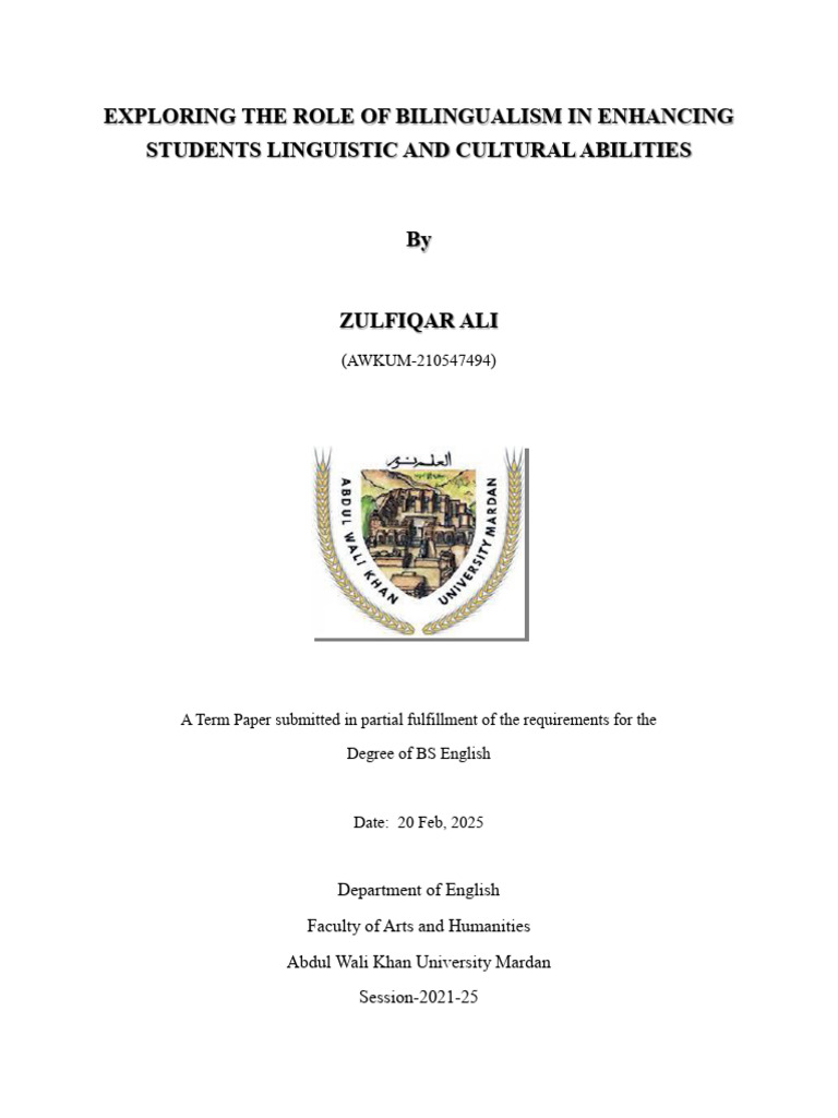 Zulfiqar Thesis (Exploring the Role of Bilingualism...). | PDF ...