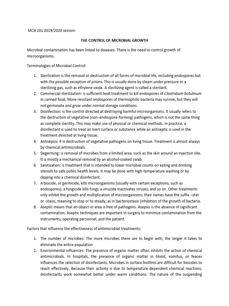 Microbial Growth Control Techniques | PDF | Sterilization (Microbiology ...
